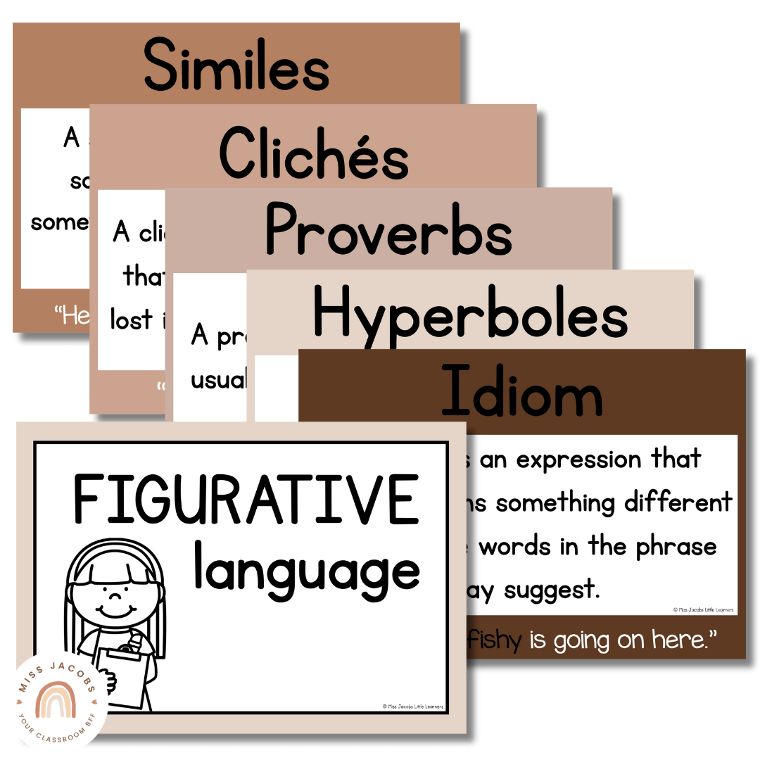 Figurative Language Posters | Ombre Neutral English Classroom Decor