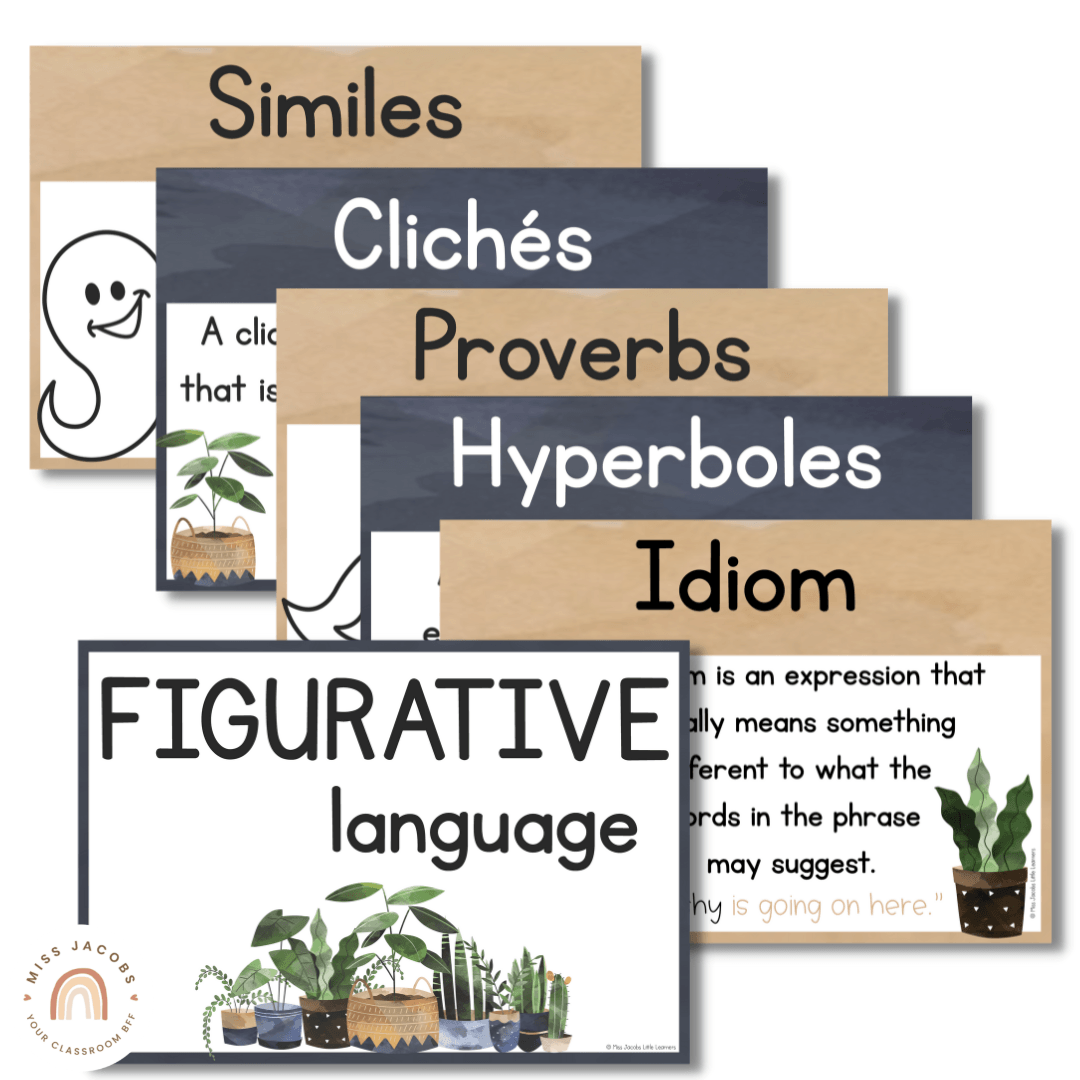 Figurative Language Posters - Boho Plants Decor