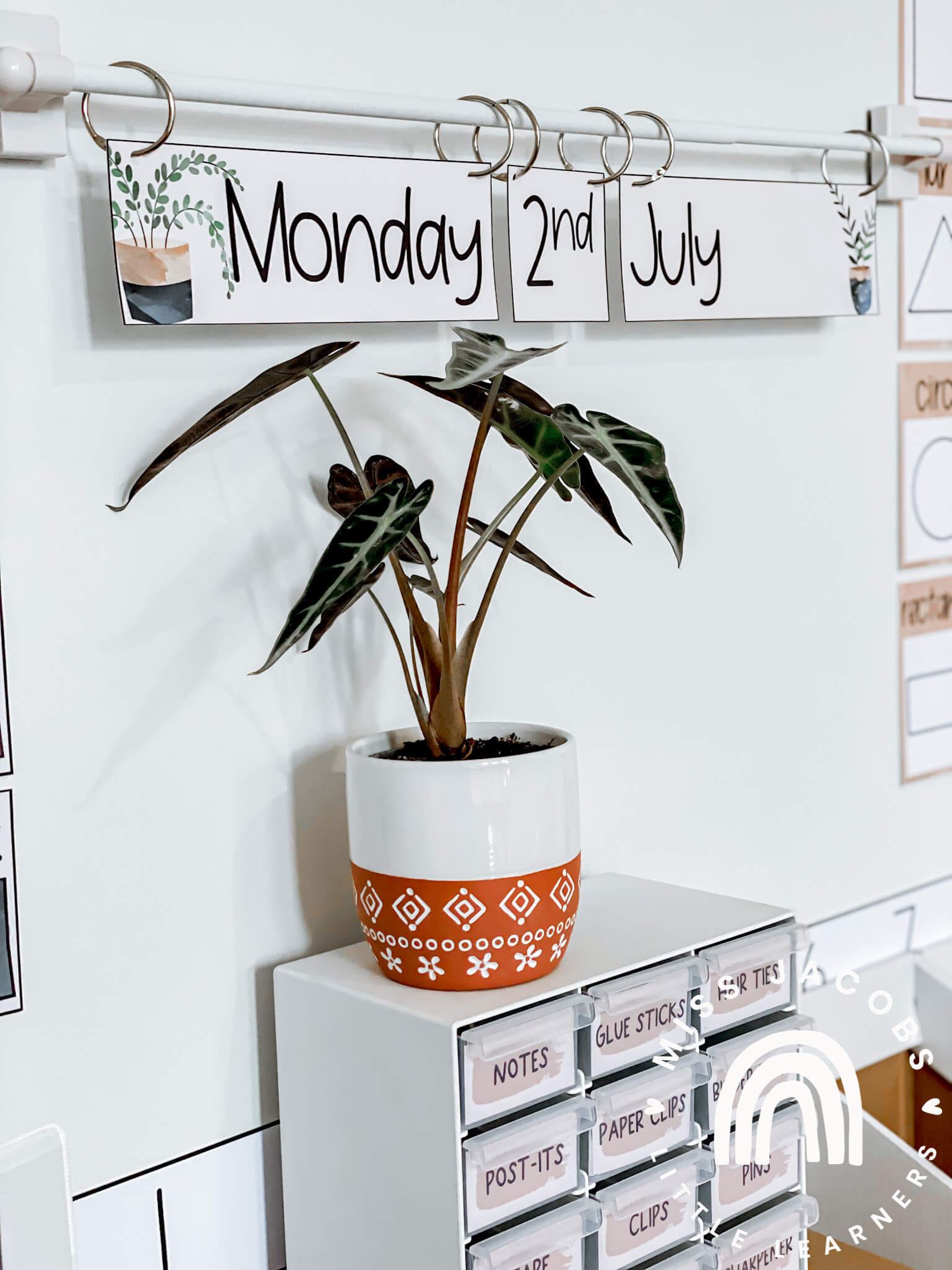 Flip Calendar - Boho Plants Classroom Decor