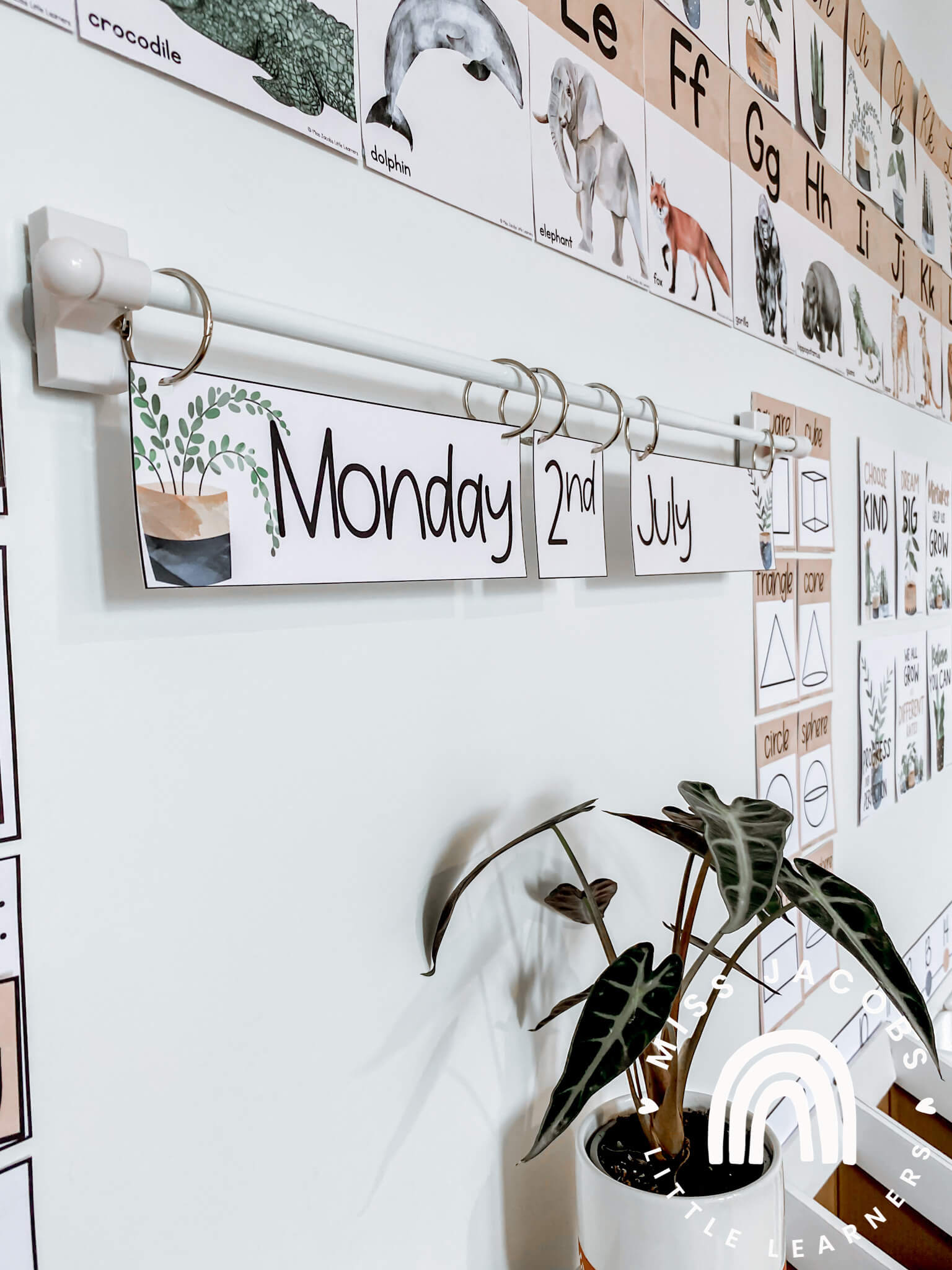 Flip Calendar - Boho Plants Classroom Decor