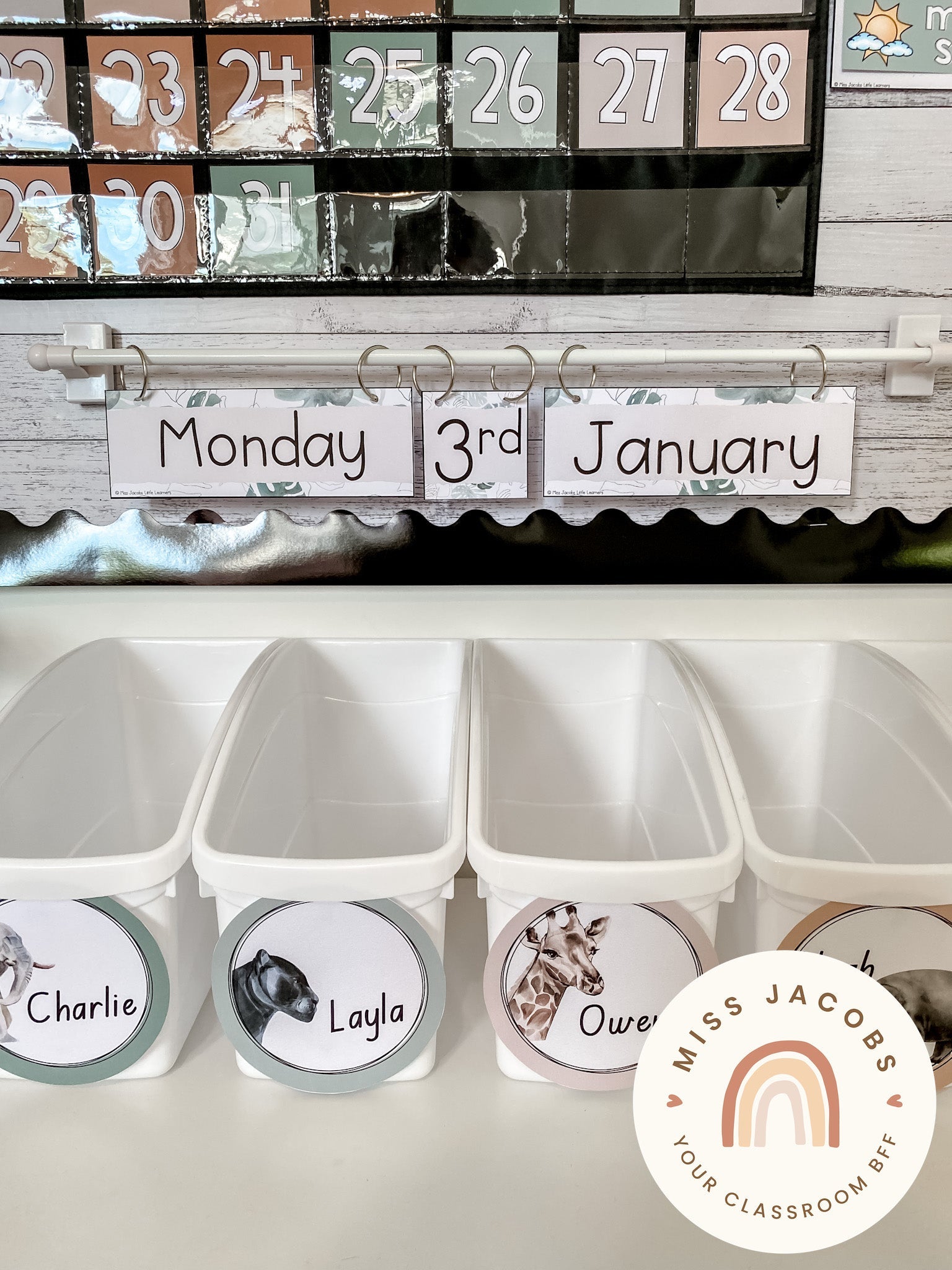 Flip Calendar - Modern Jungle Classroom Decor