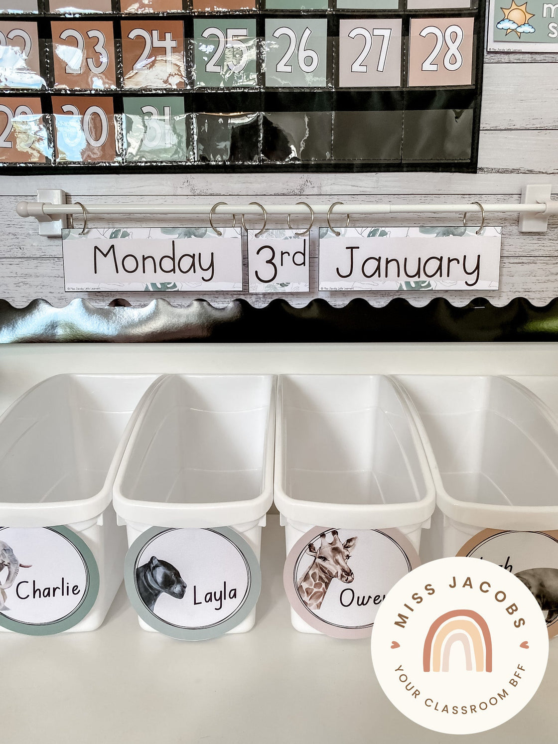 Flip Calendar - Modern Jungle Classroom Decor