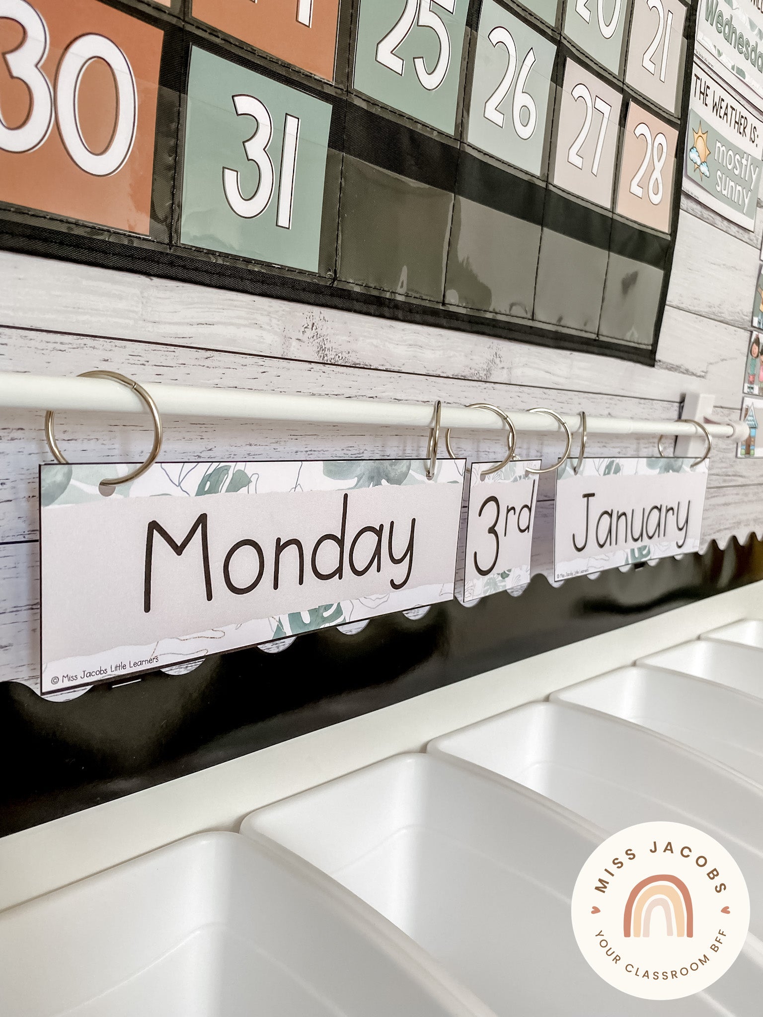 Flip Calendar - Modern Jungle Classroom Decor