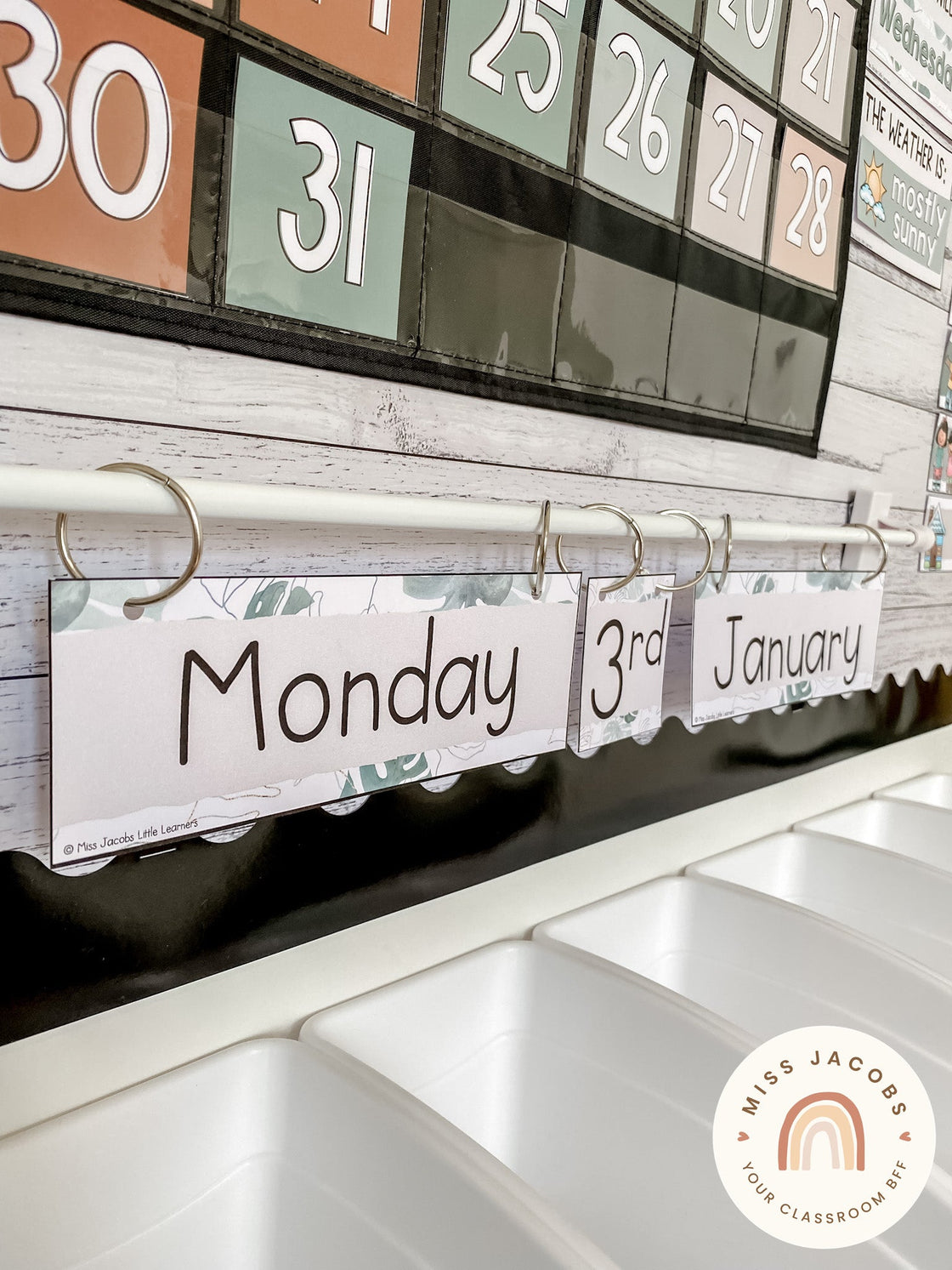 Flip Calendar - Modern Jungle Classroom Decor