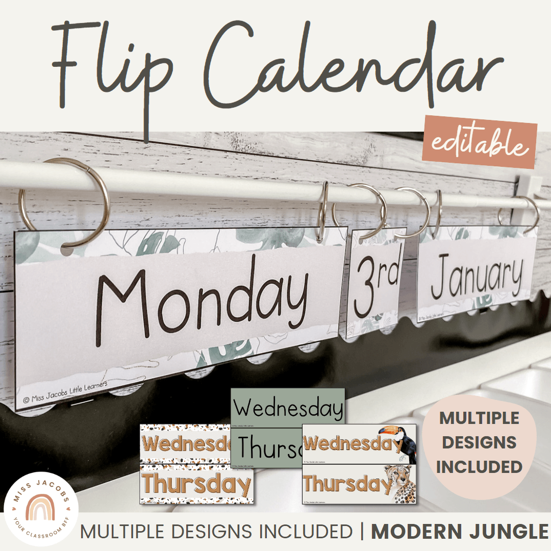 Flip Calendar - Modern Jungle Classroom Decor