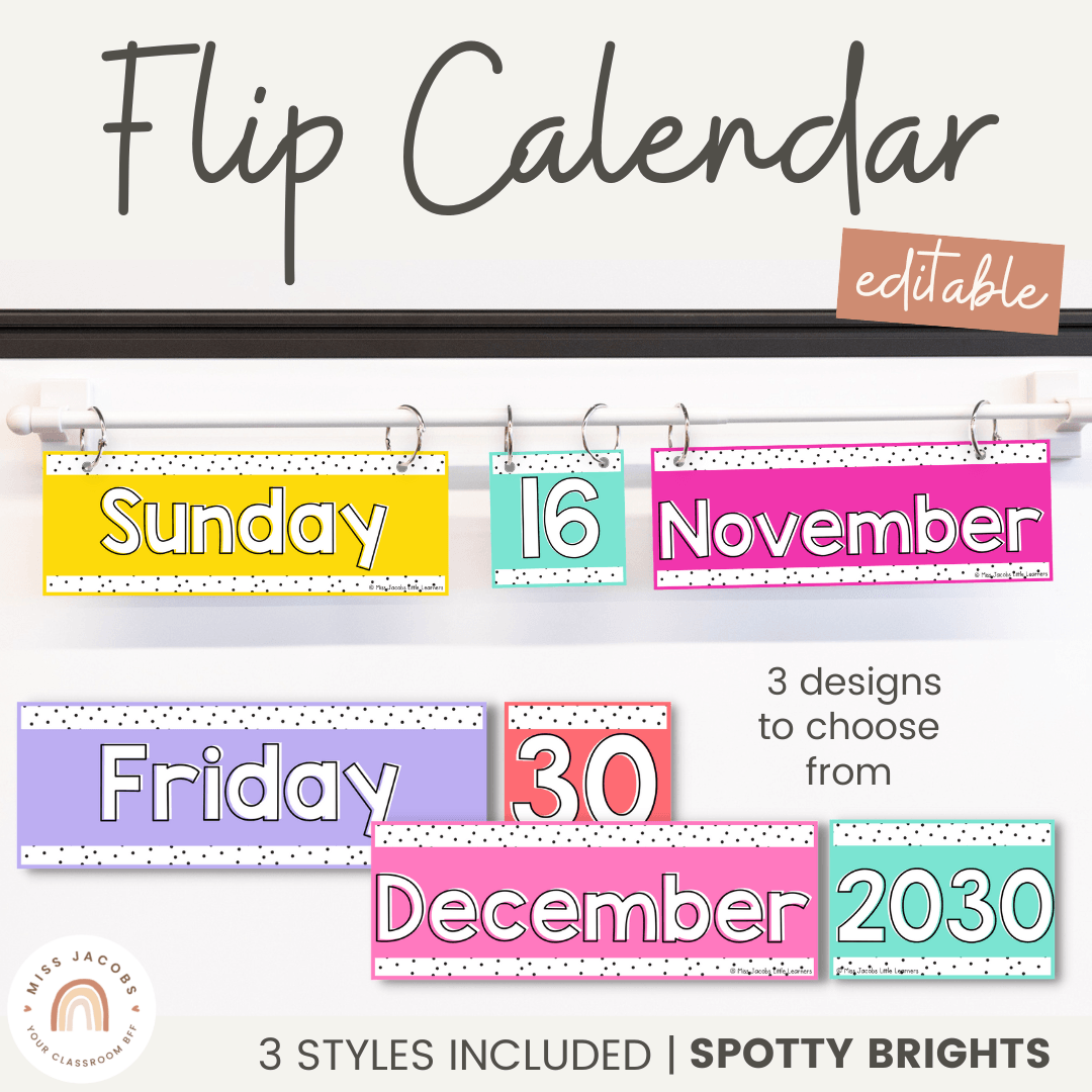 Flip Calendar - Spotty Bright Theme - Miss Jacobs
