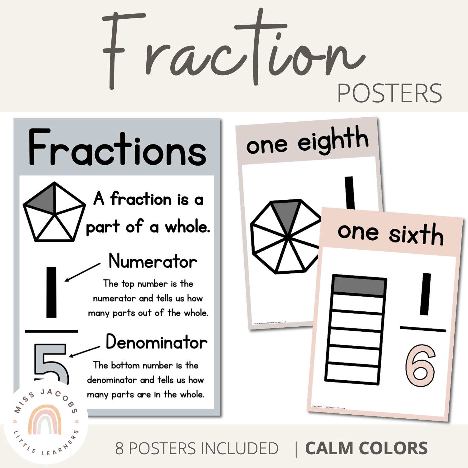 Fractions Posters | MODERN RAINBOW Color Palette | Calm Colors Decor ...