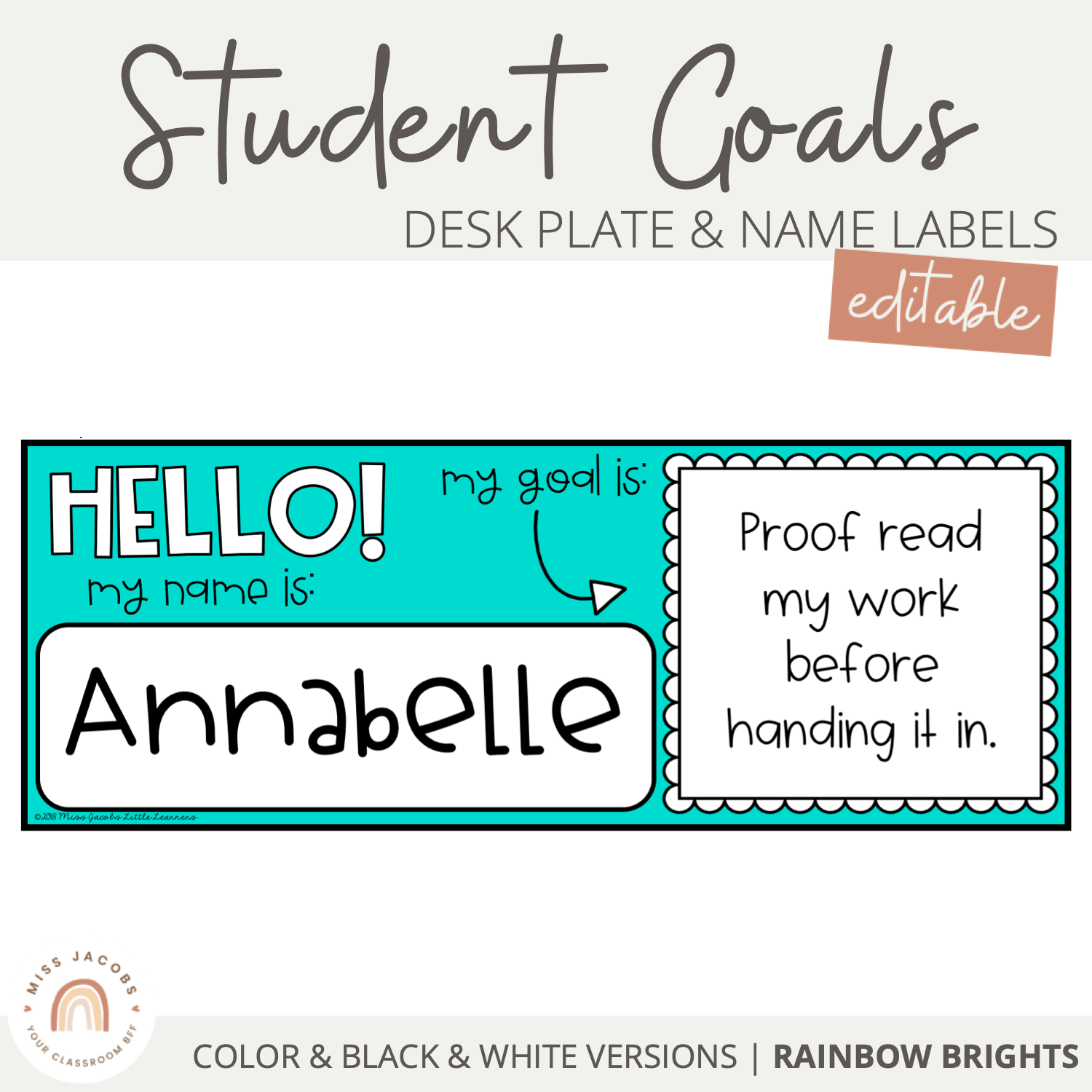 Student Name Tags Page 2 - Miss Jacobs Little Learners