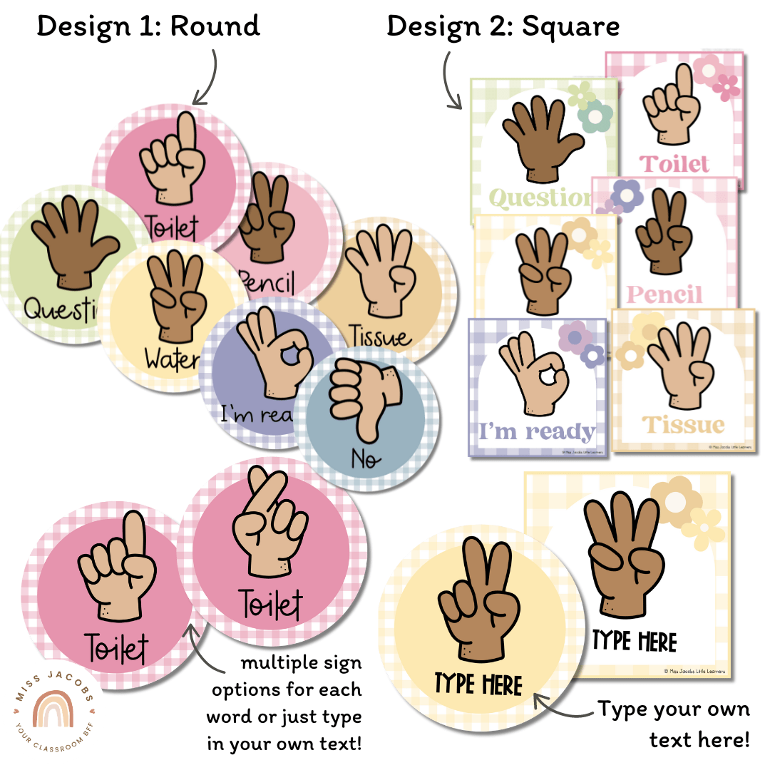Hand Signals | Daisy Gingham Pastels Classroom Decor | Editable - Miss ...