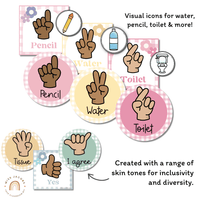 Hand Signals | Daisy Gingham Pastels Classroom Decor | Editable - Miss ...