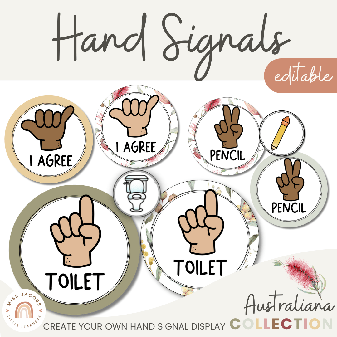 Hand Signals Posters - Australiana Classroom Decor