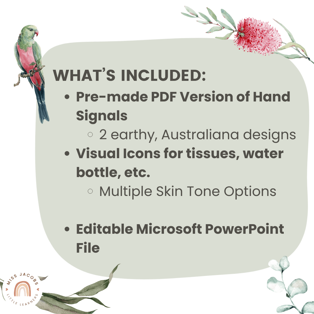 Hand Signals Posters - Australiana Classroom Decor