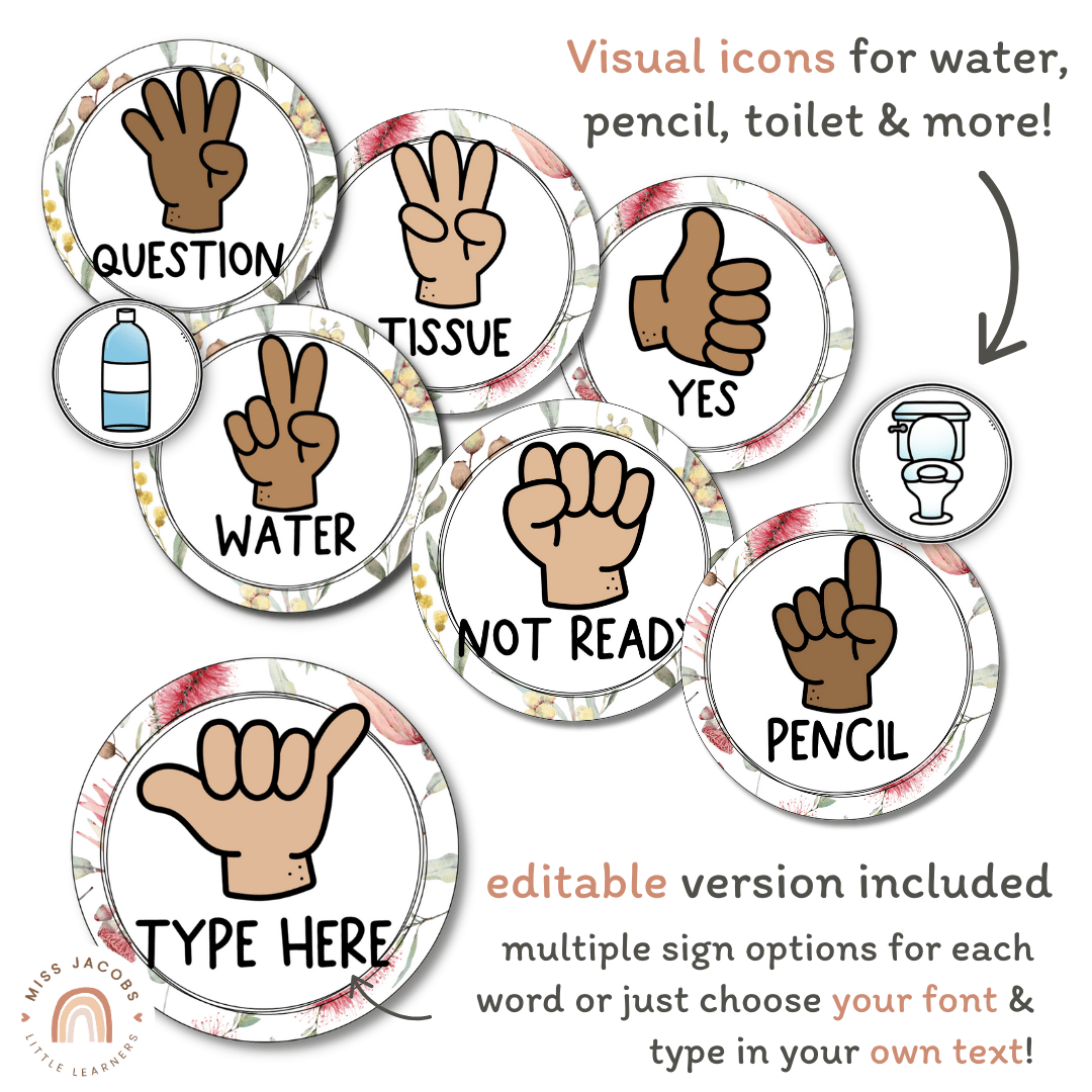 Hand Signals Posters - Australiana Classroom Decor
