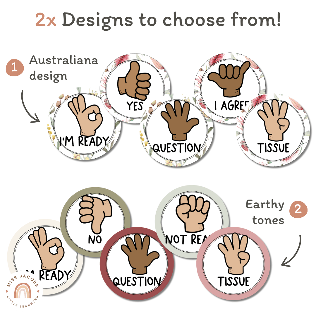 Hand Signals Posters - Australiana Classroom Decor