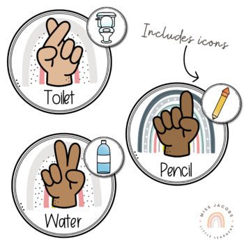 Hand Signals Posters - Rainbow Calm Colors Decor