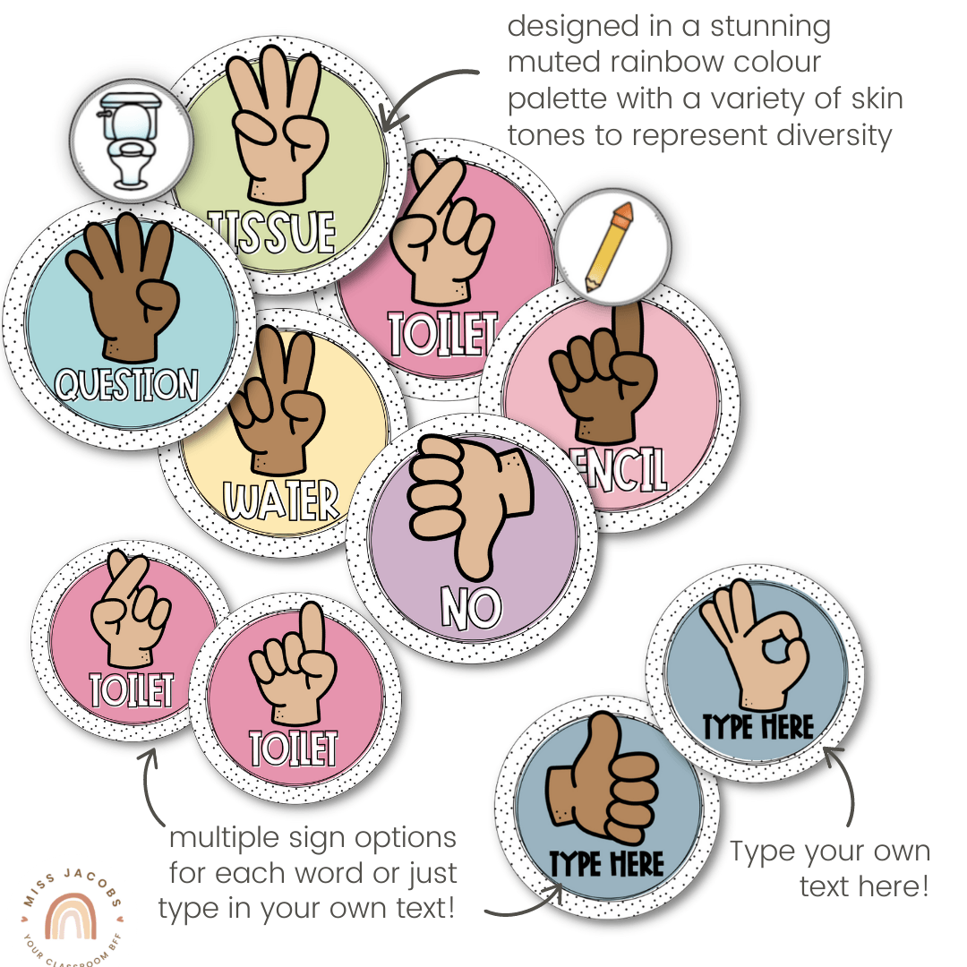 Hand Signals Posters | SPOTTY PASTELS Classroom Decor | EDITABLE ...