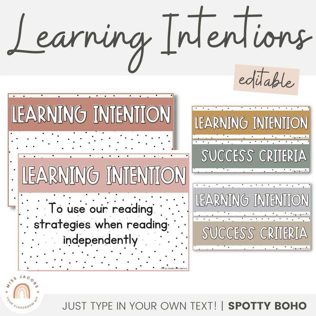 Learning Intentions - Miss Jacobs Little Learners