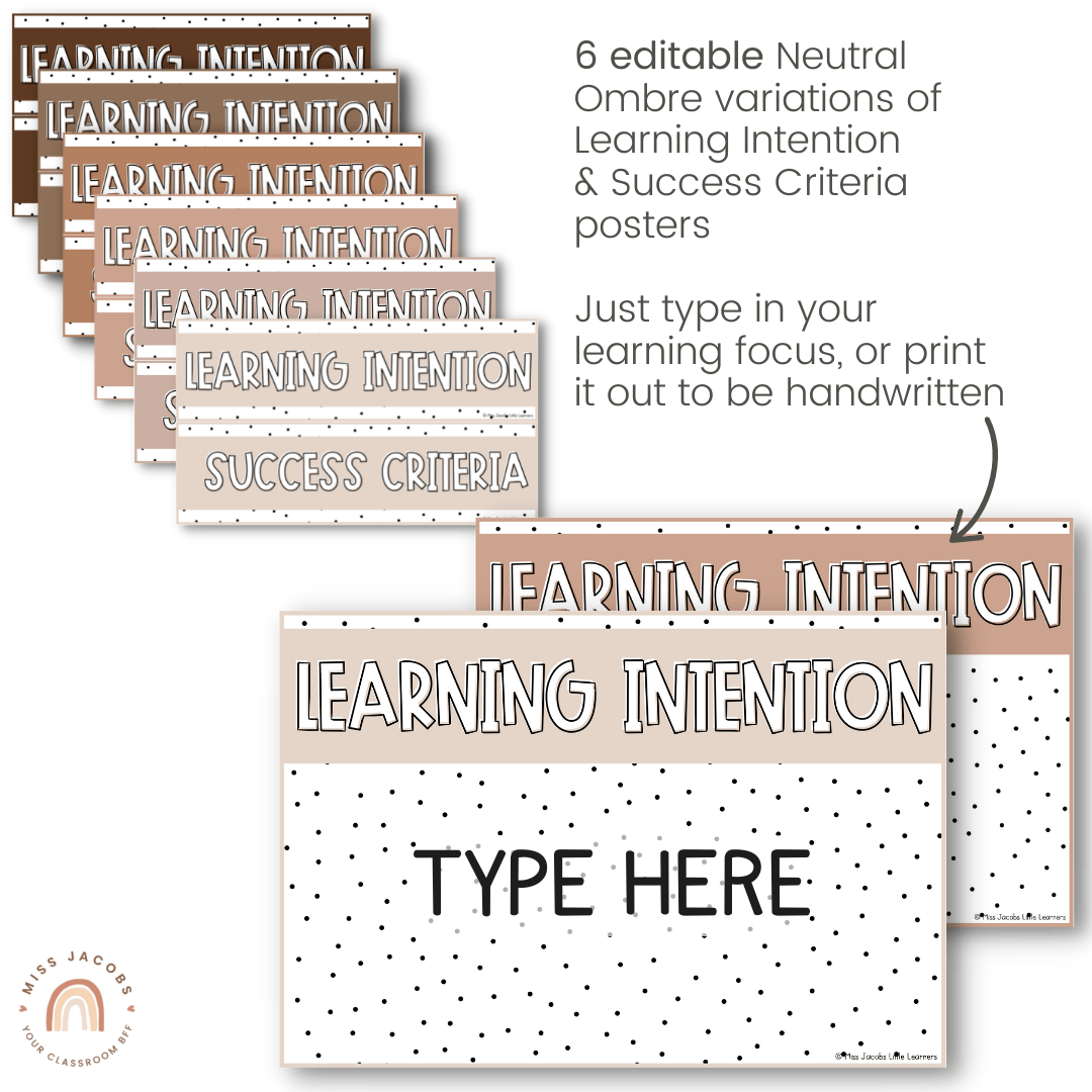 Learning Intentions - Miss Jacobs Little Learners