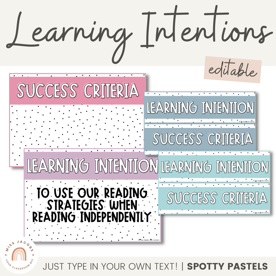 Learning Intention and Success Criteria Display - Spotty Pastel - MJLL