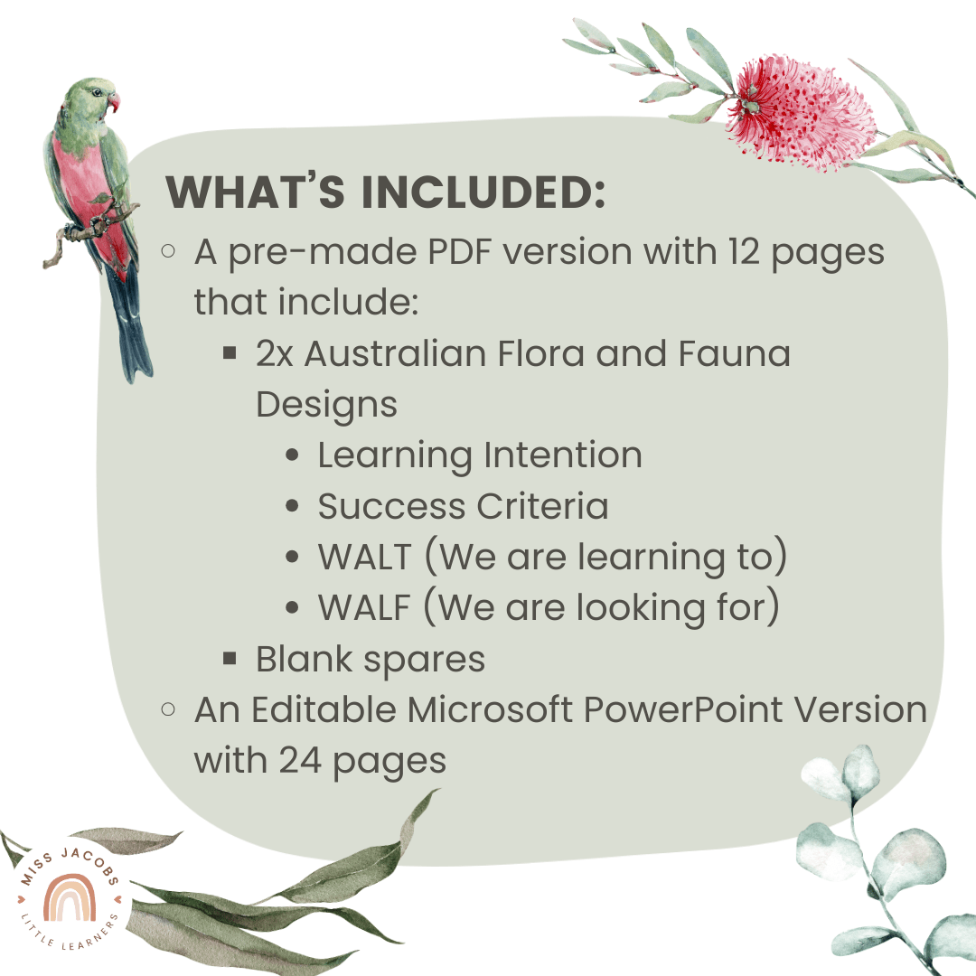 Learning Intentions & Success Criteria Posters | Australiana