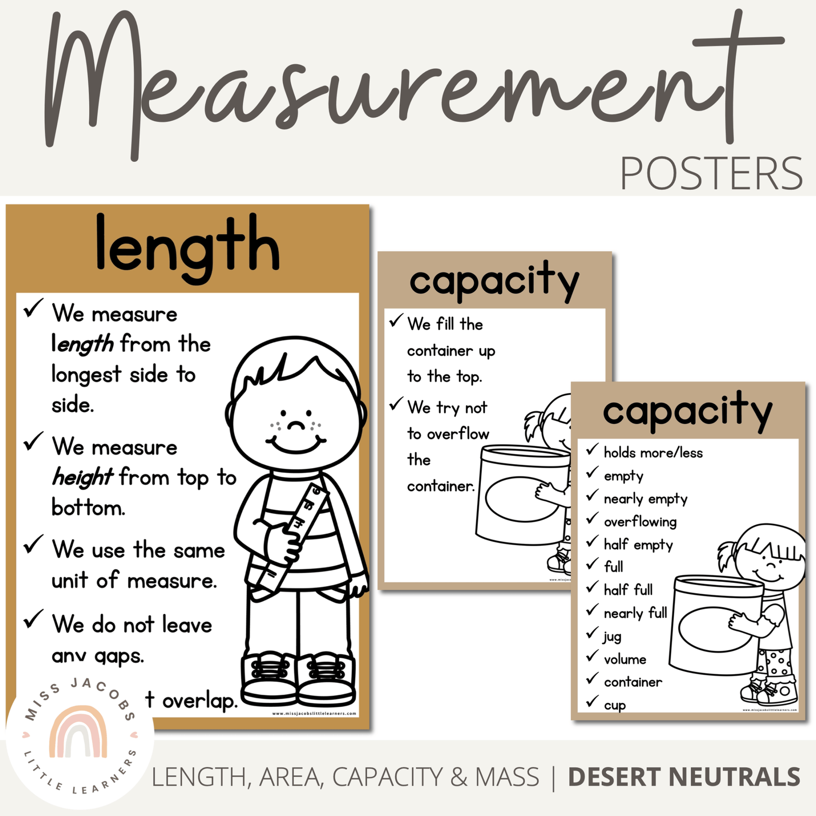 Measurement Posters | DESERT NEUTRALS | Boho Vibes Classroom Decor