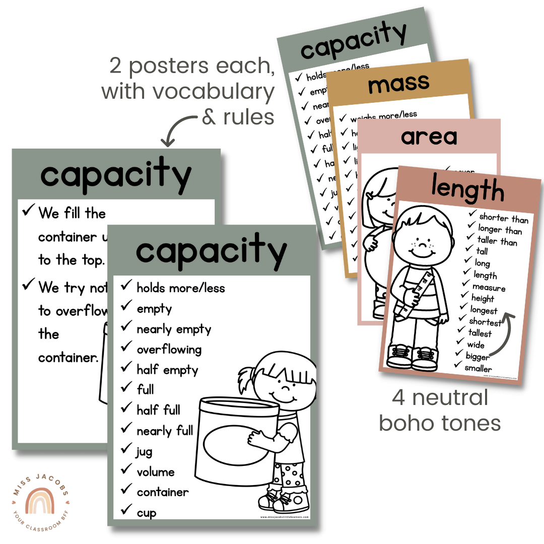 Measurement Posters - Boho Neutrals Classroom Theme - Miss Jacobs ...