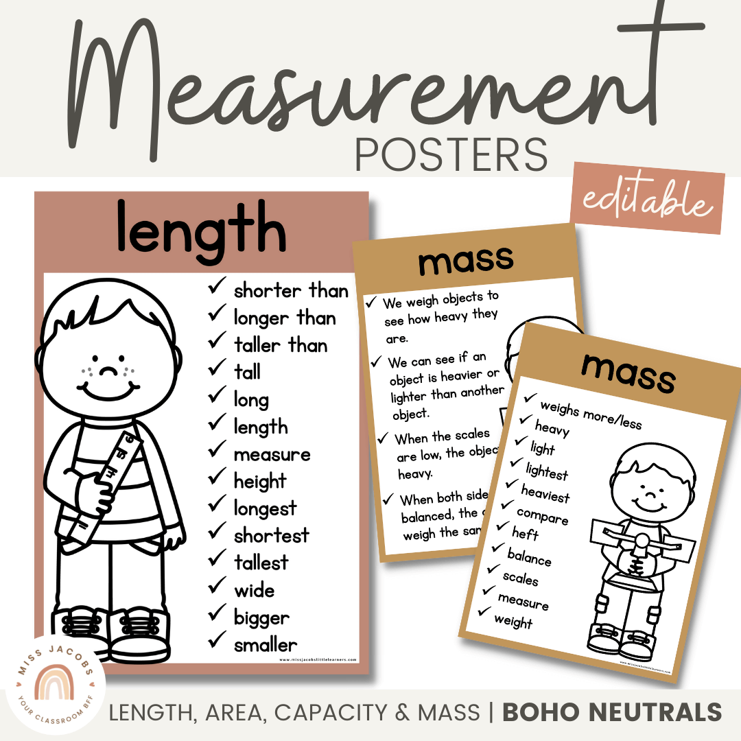 Measurement Posters | Editable | Neutral Color Palette - Miss Jacobs ...