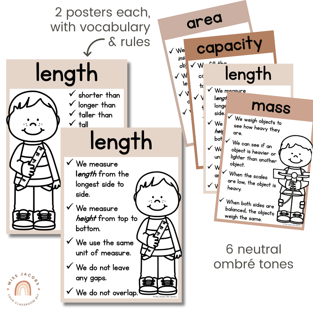 Measurement Posters | Ombre Neutral Math Classroom Decor