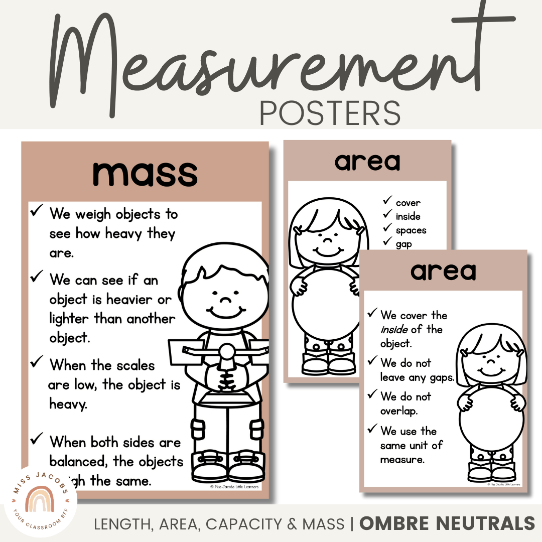Measurement Posters | Ombre Neutral Math Classroom Decor