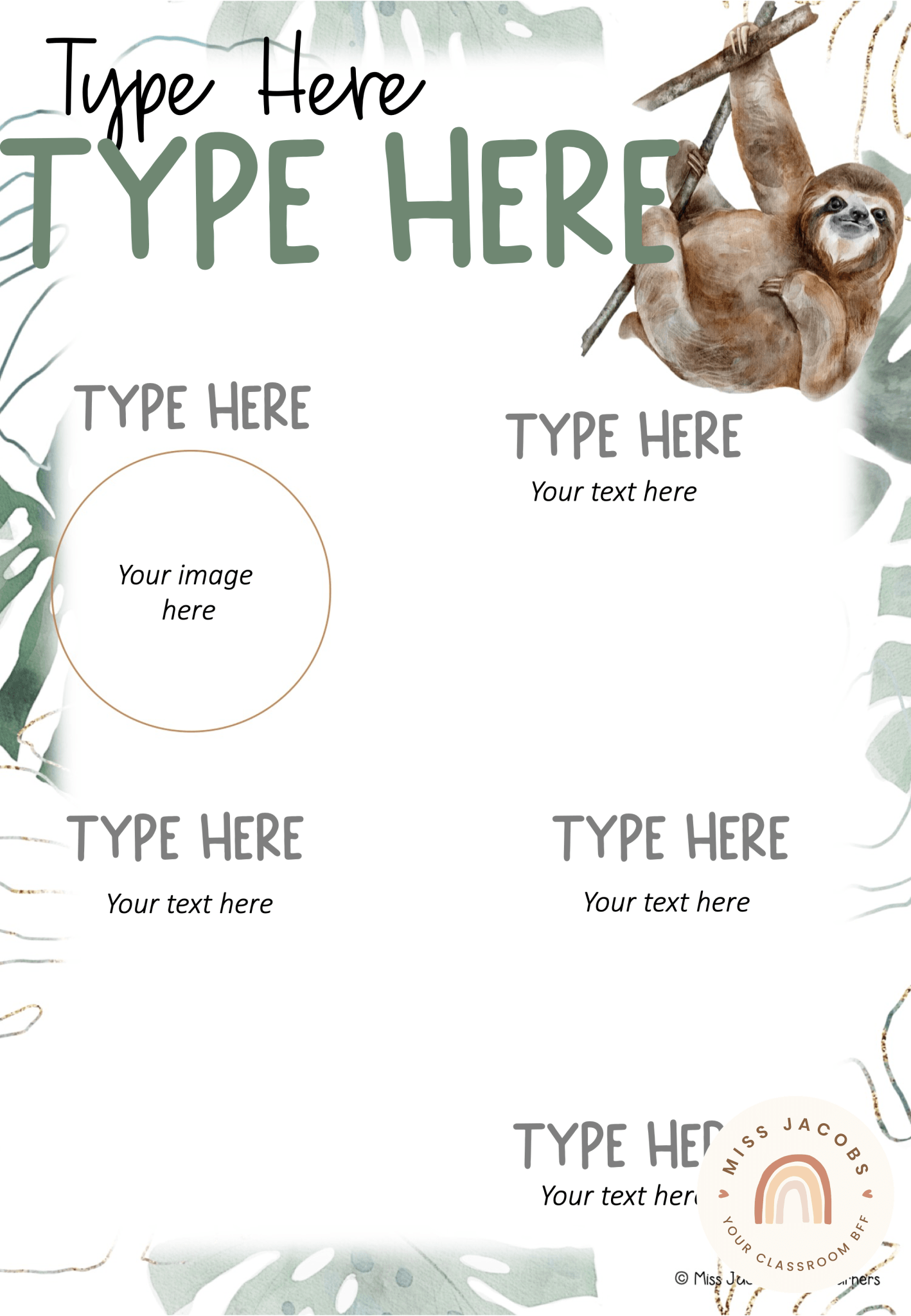 Meet the Teacher Template - Modern Jungle