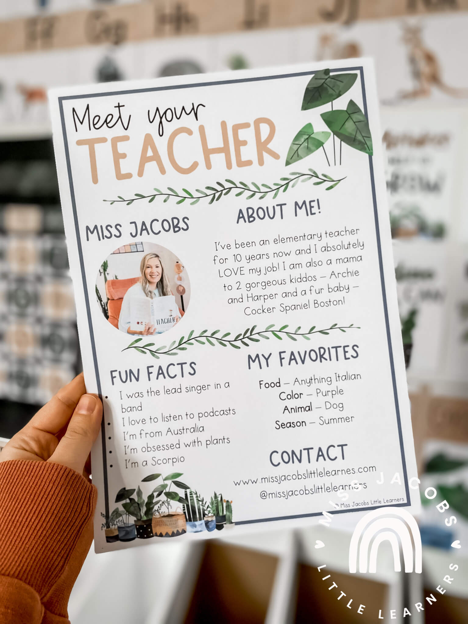 Meet The Teacher Template - Boho Plants - Editable