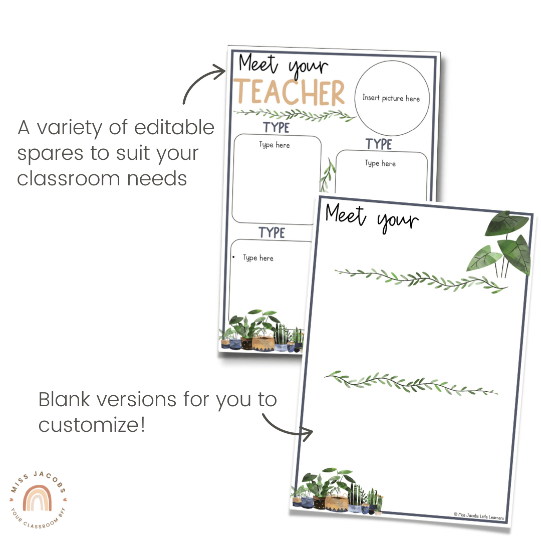Boho Plants Classroom Theme - Miss Jacobs Little Learners - Miss Jacobs ...