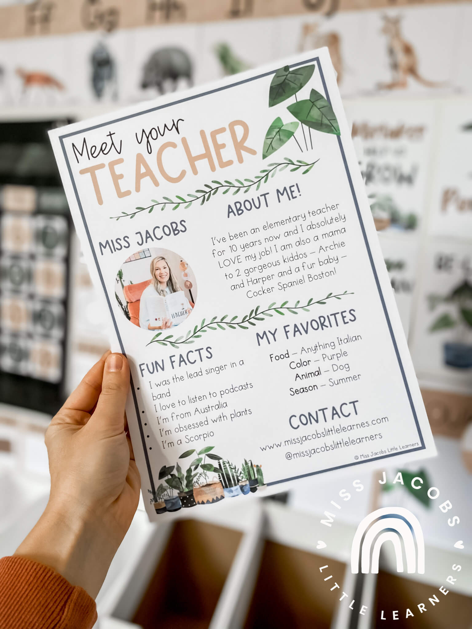 Meet The Teacher Template - Boho Plants - Editable