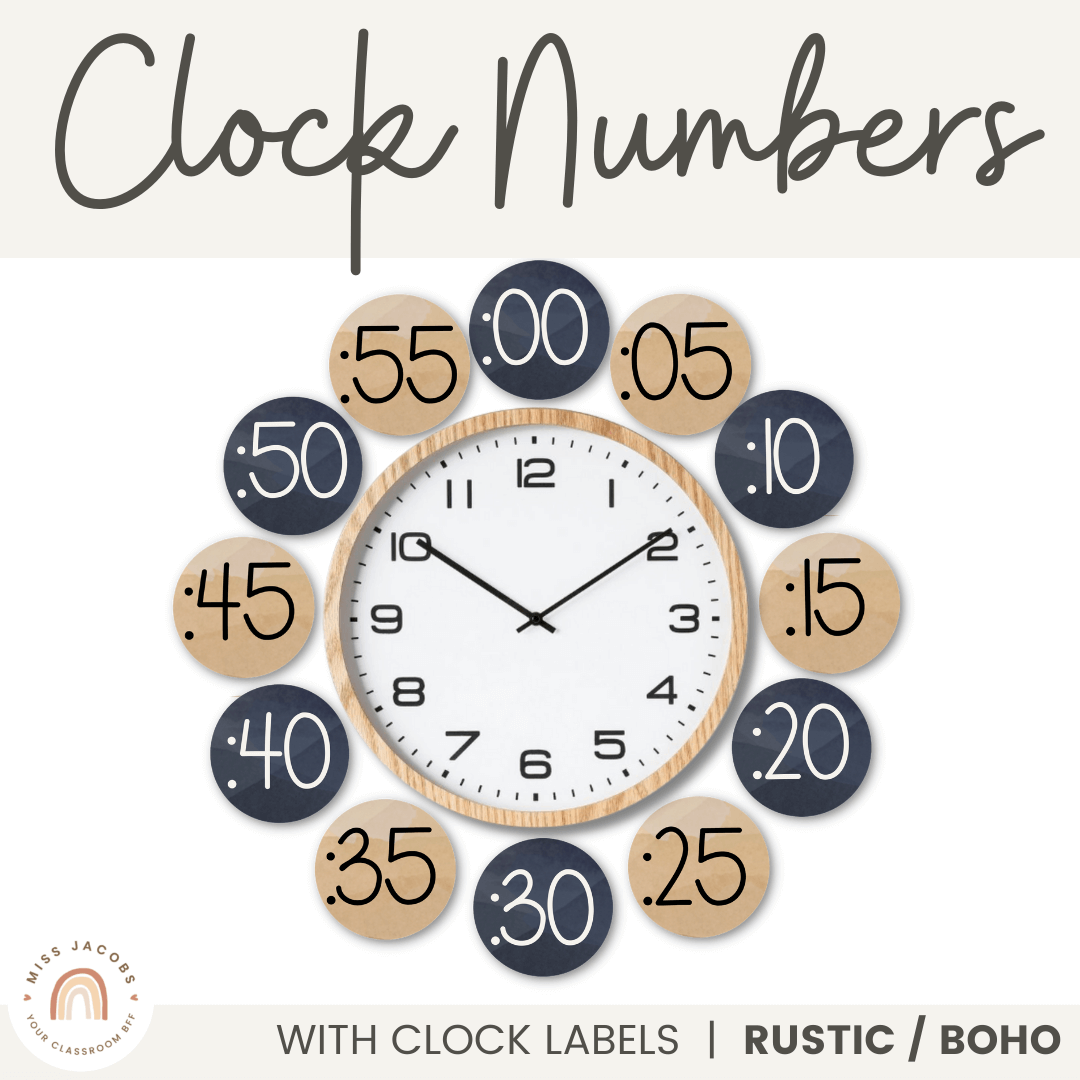 Clock Labels - Boho Plants Classroom Decor