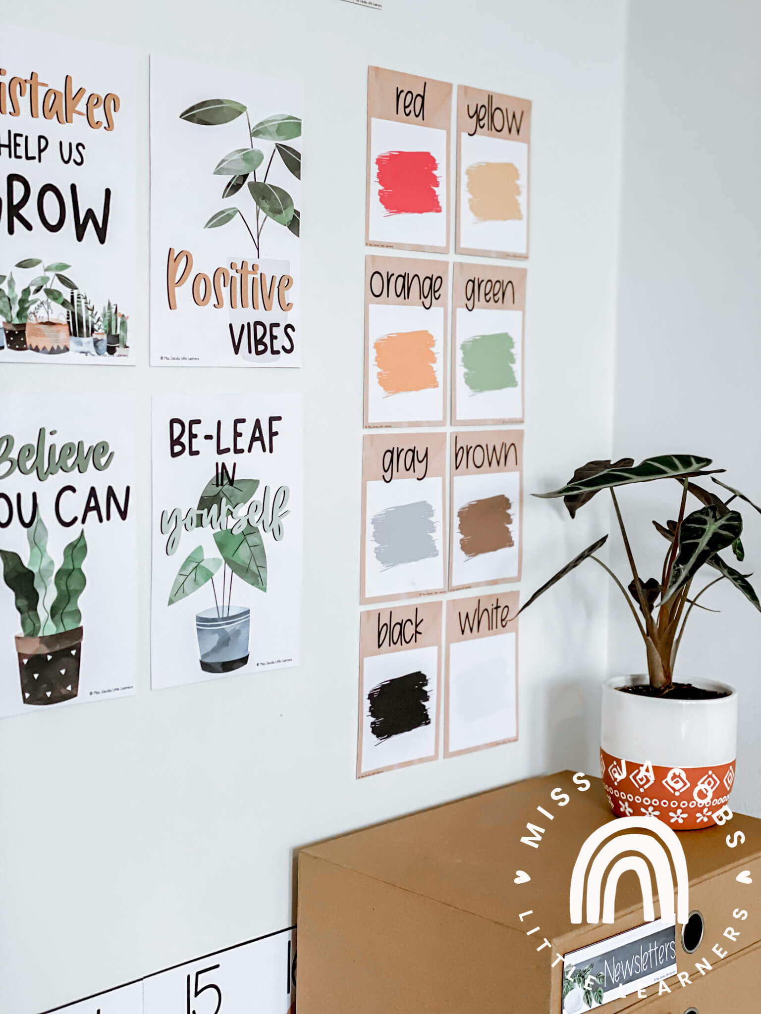 Color Posters - Boho Plants Classroom Decor