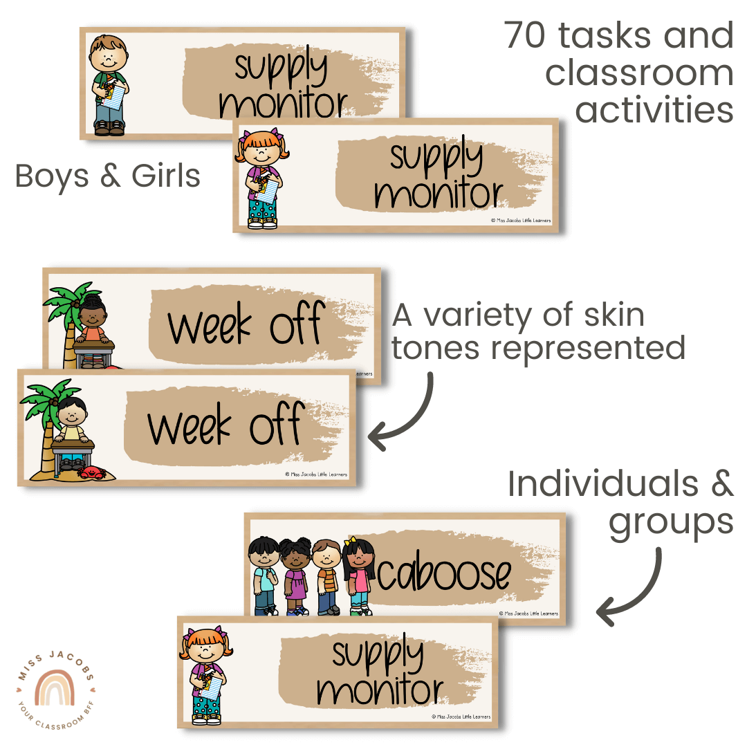 Classroom Job Chart - Boho Plants Classroom Decor