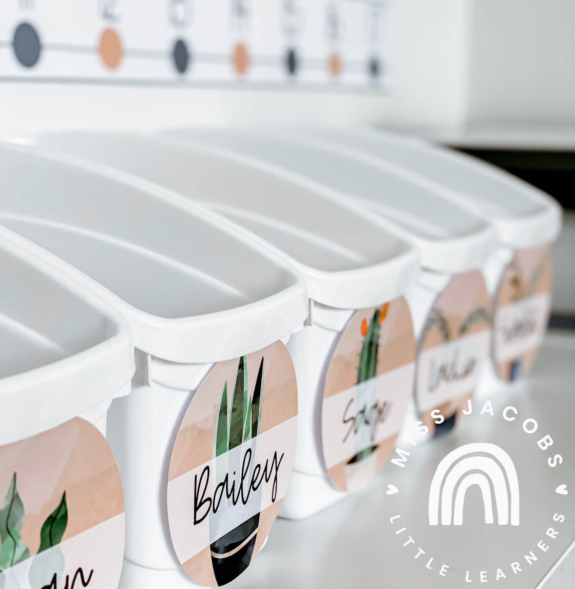 Classroom Labels Student Names & Supplies - Boho Plants Decor