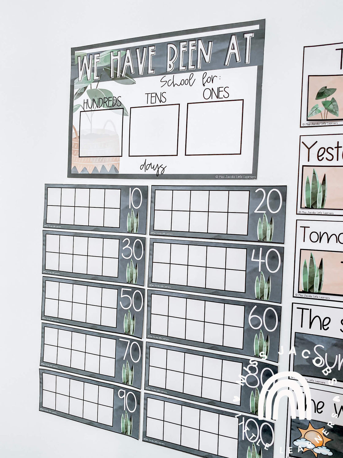 Days At School Tally Display - Boho Plants Classroom Decor – Miss ...