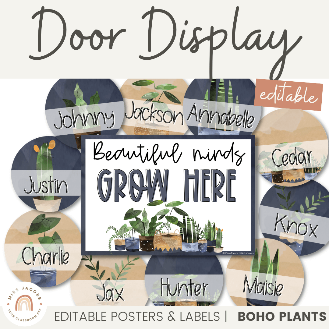 Door Display - Boho Plants Classroom Decor