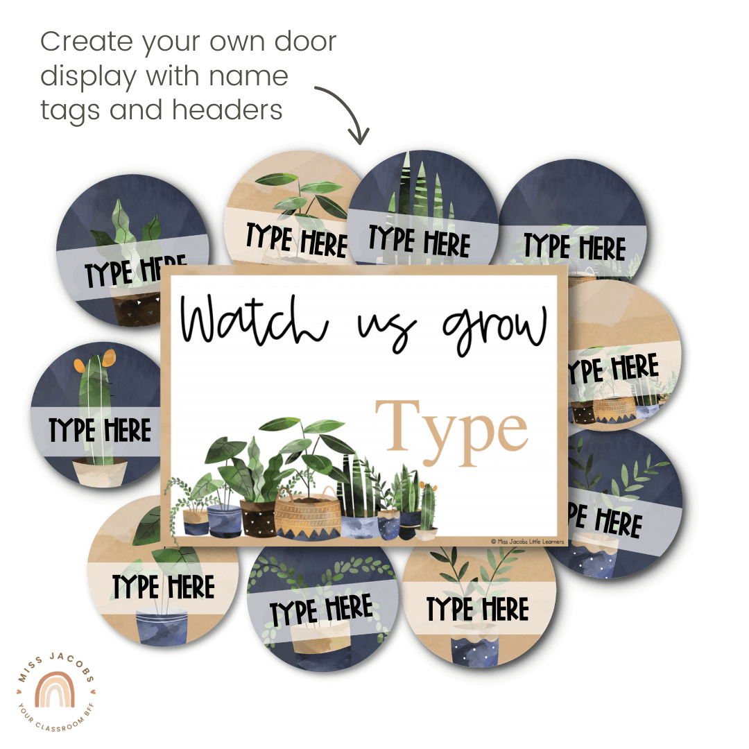 Door Display - Boho Plants Classroom Decor