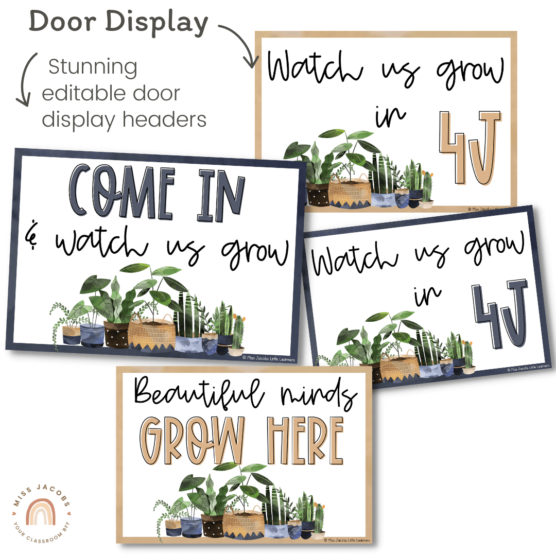 Door Display - Boho Plants Classroom Decor