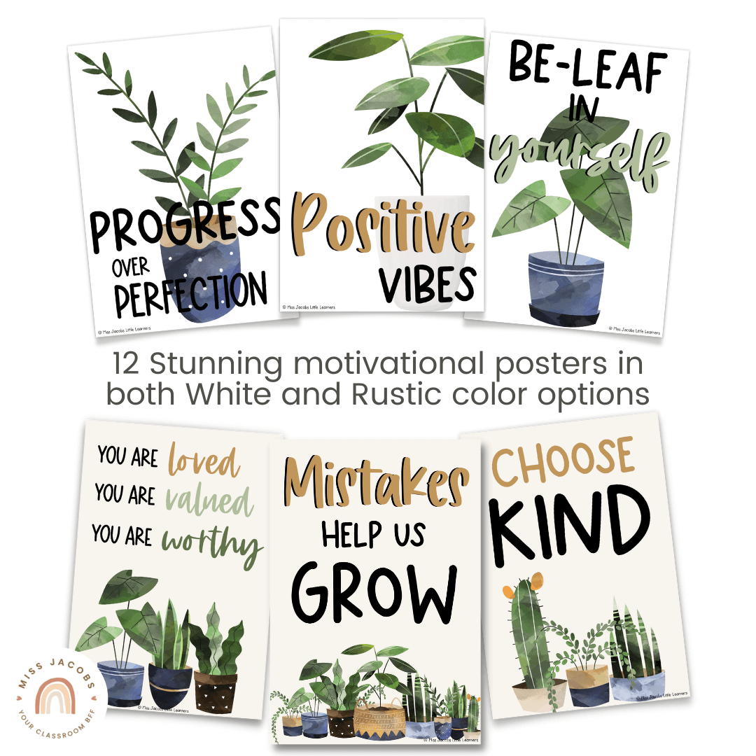 Inspirational Classroom Posters - Boho Plants Decor