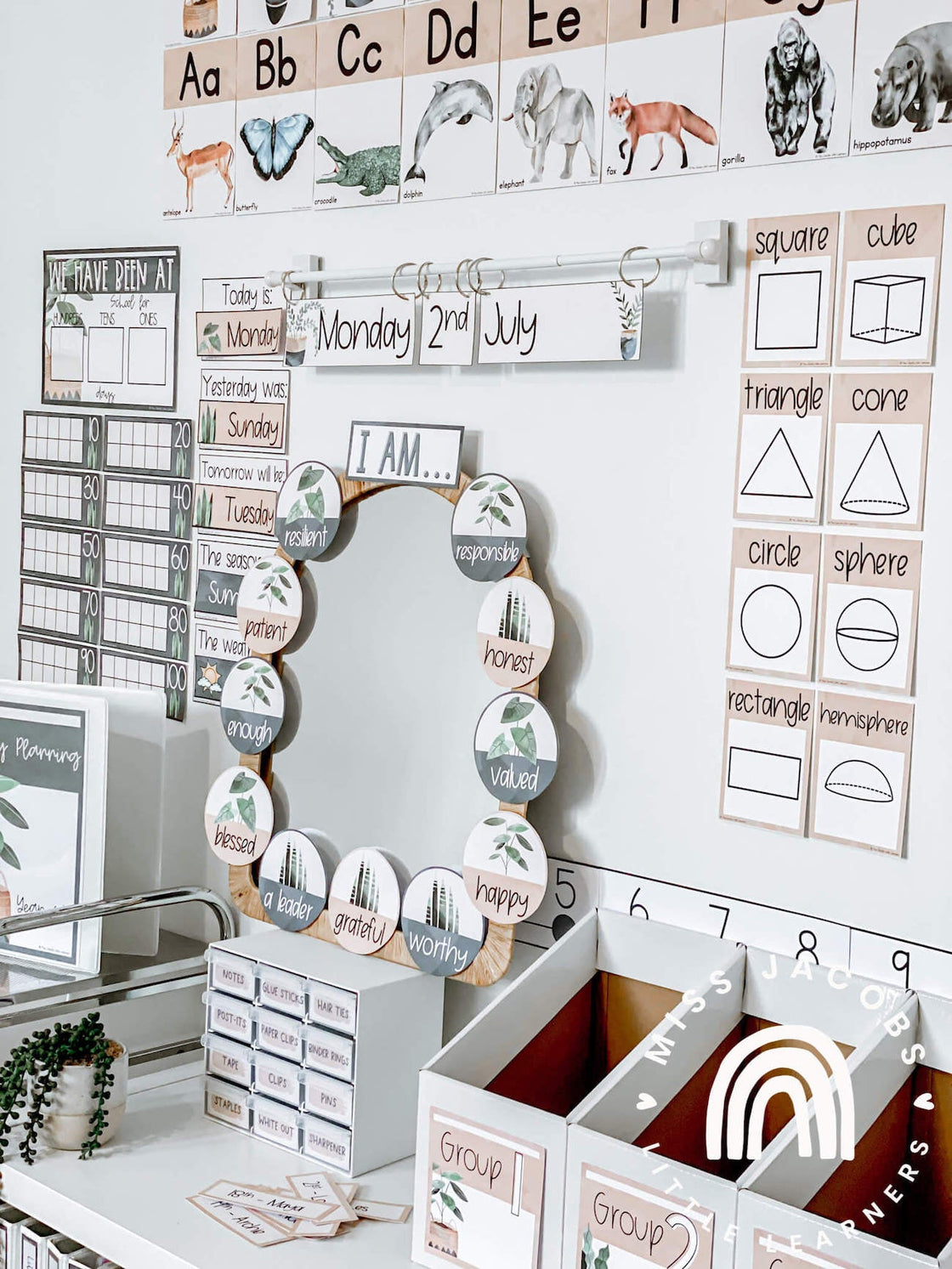 2D & 3D Shape Posters - Boho Plants Classroom Decor