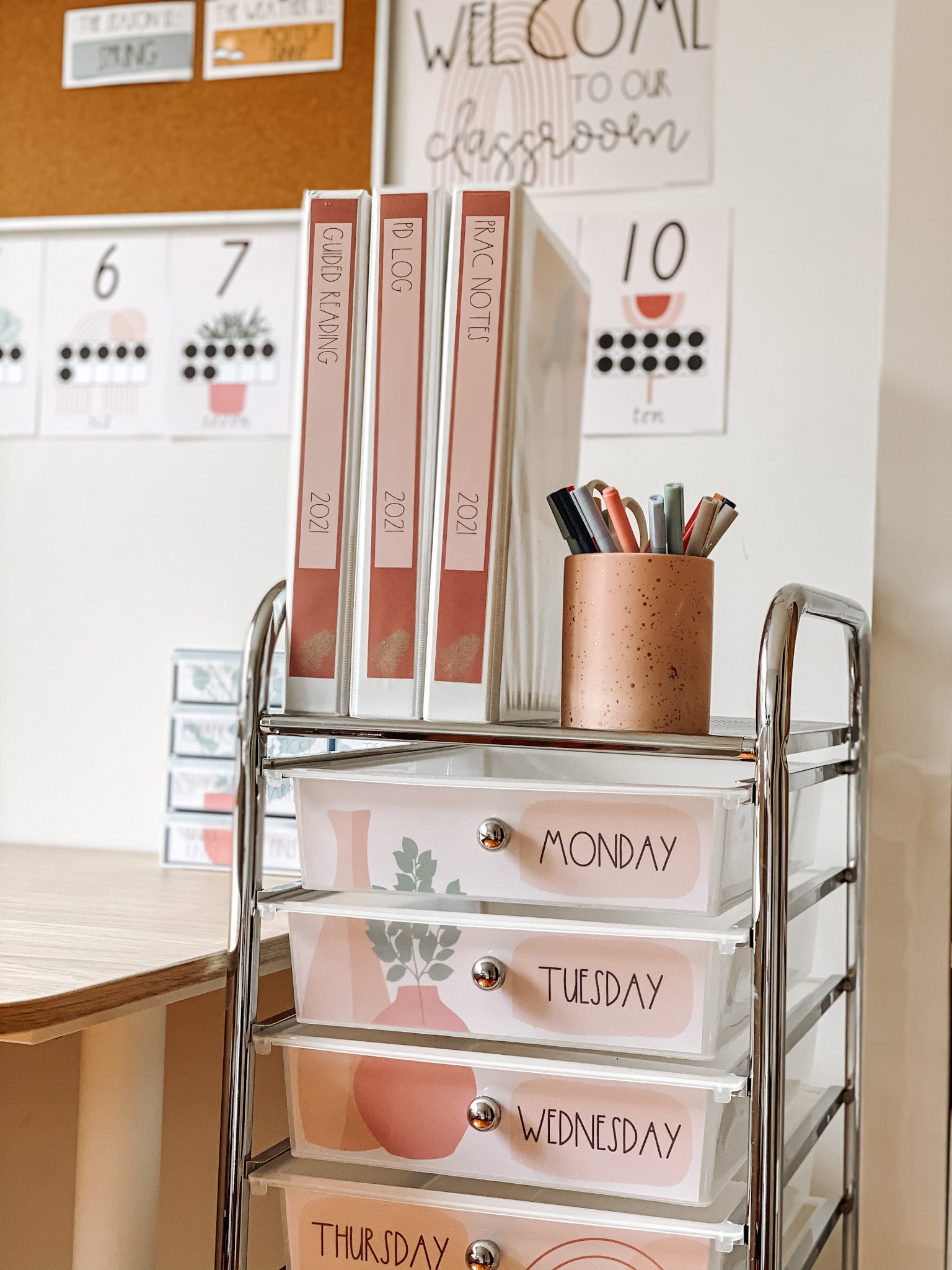 Modern Boho Vibes 10 Drawer Trolley Labels | Editable - Default Title