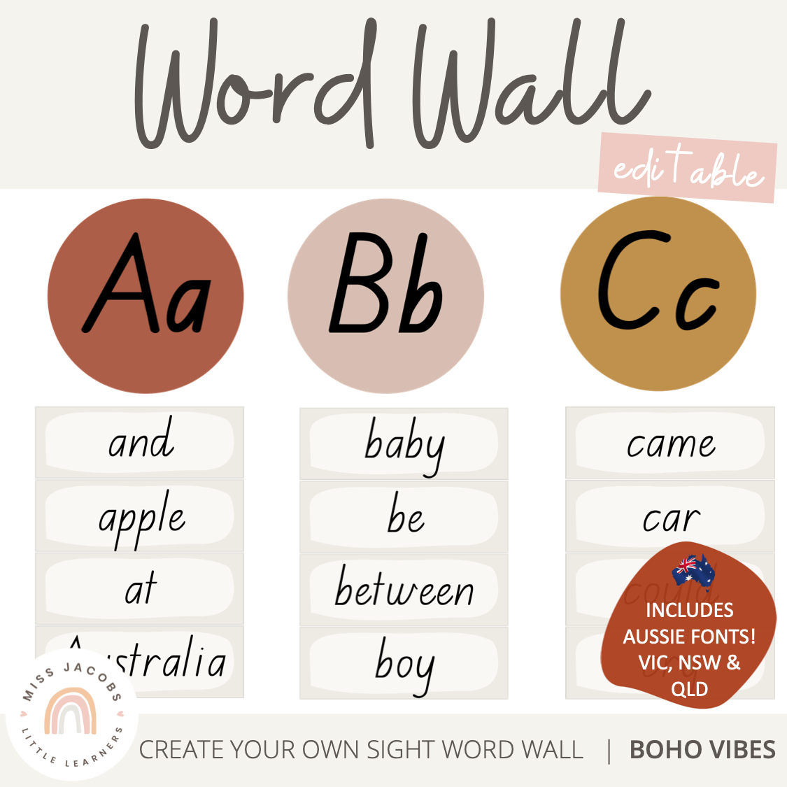 Modern Boho Vibes Alphabet Word Wall