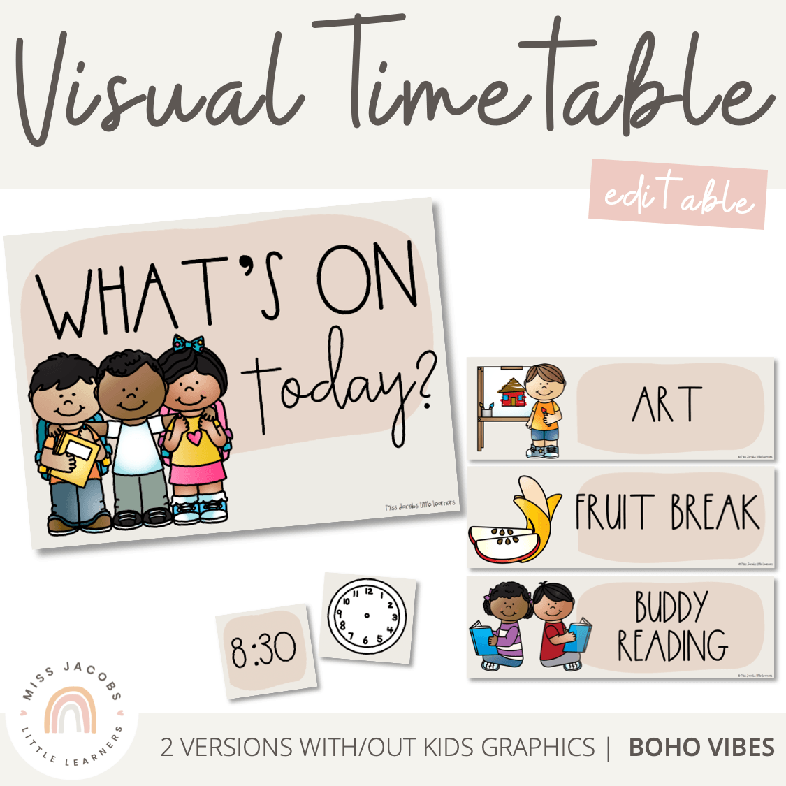 Visual Timetable Daily Schedule - Boho Vibes Classroom Decor