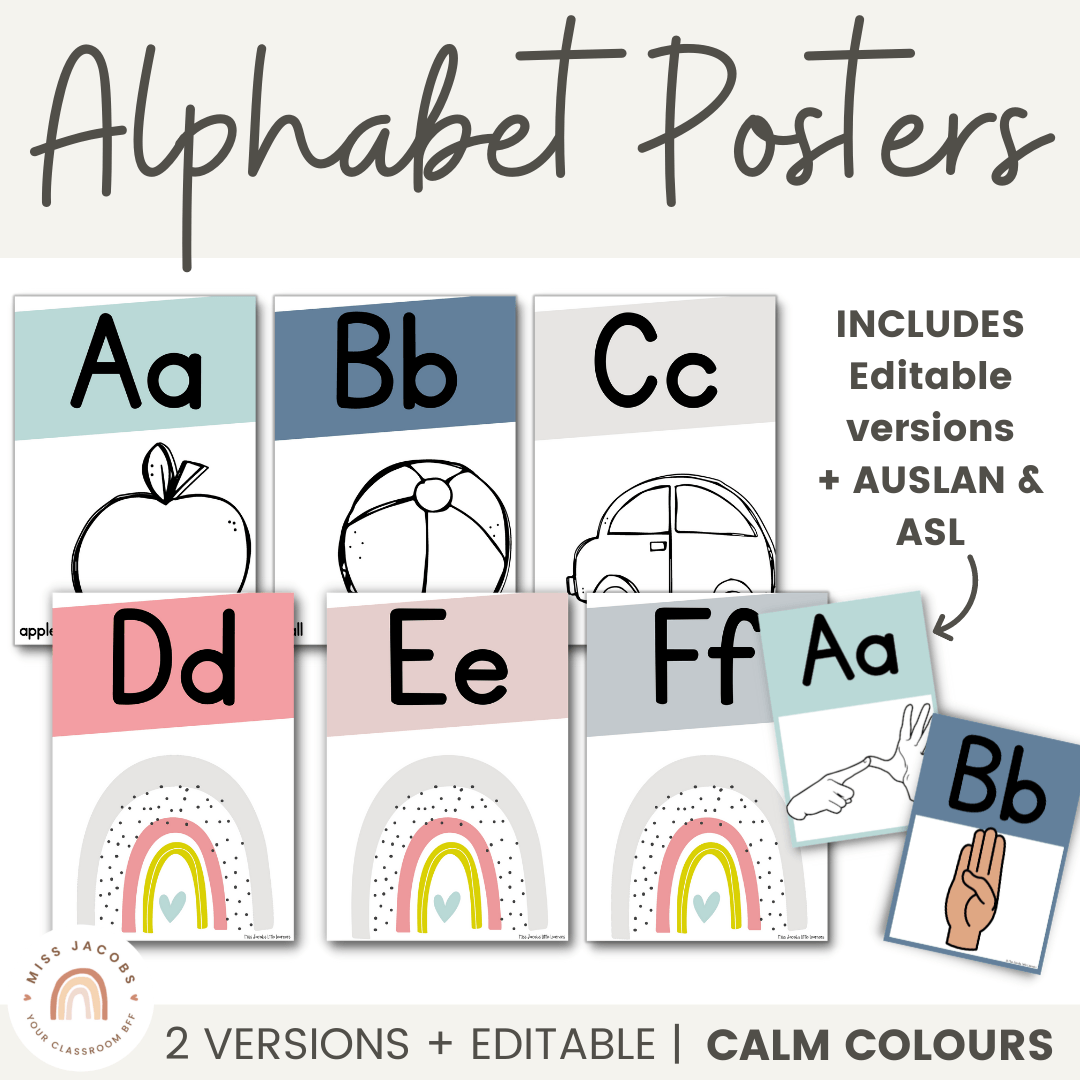 Alphabet Posters - Modern Rainbow – Miss Jacobs Little Learners