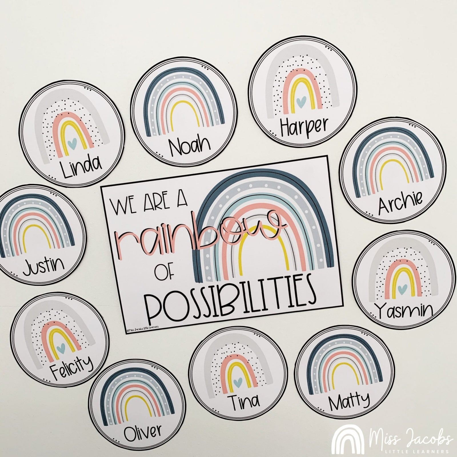 Modern Rainbow Classroom Decor Bundle | Calm Colors | EDITABLE - Miss ...