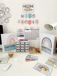 Modern Rainbow Classroom Decor Bundle | Calm Colors | EDITABLE - Miss ...