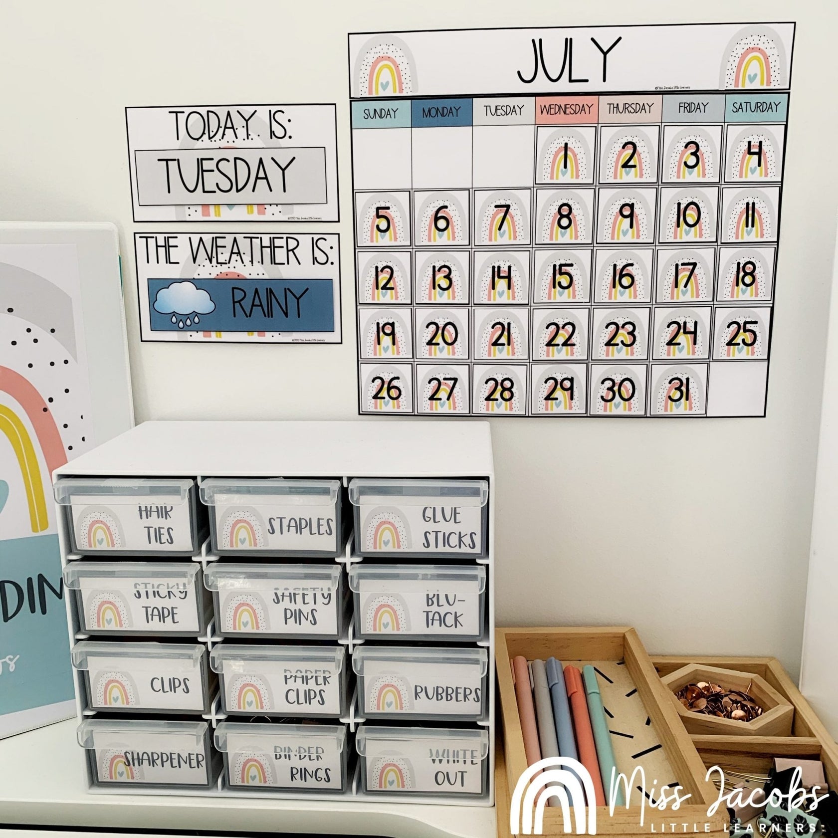 Modern Rainbow Calm Colors Classroom Decor - Miss Jacobs – Miss Jacobs ...